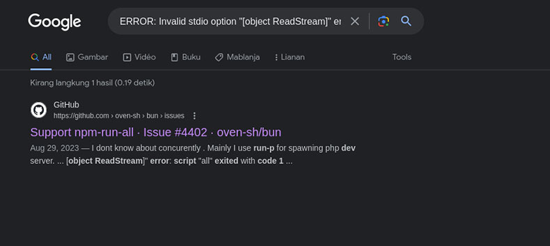 BunJS NPM Run ALL error stdio option - InsertApps BunJS NPM Run ALL error stdio option - InsertApps